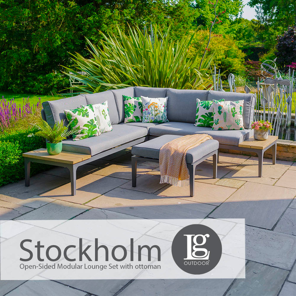 Stockholm Open-Sided Modular Lounge Set With Ottoman – LG OUTDOOR