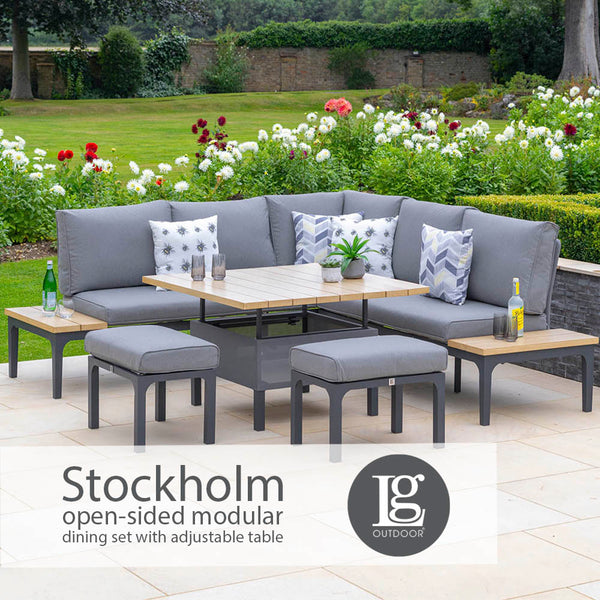 Stockholm Open-Sided Modular Dining Set With Adjustable Table – LG OUTDOOR